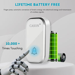 CASON - Self-Powered Battery Free Wireless Door Bell for Home Long Ran ...